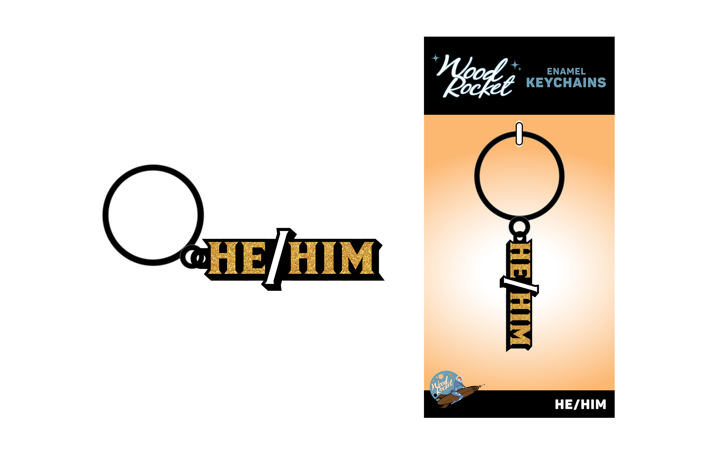 keychain he him – Wood Rocket Products